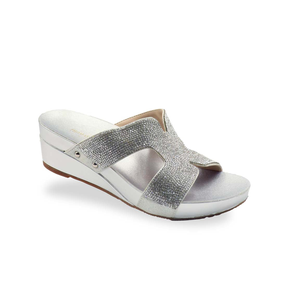 Thomas Chan H-strap Glamour Stone Low Wedges