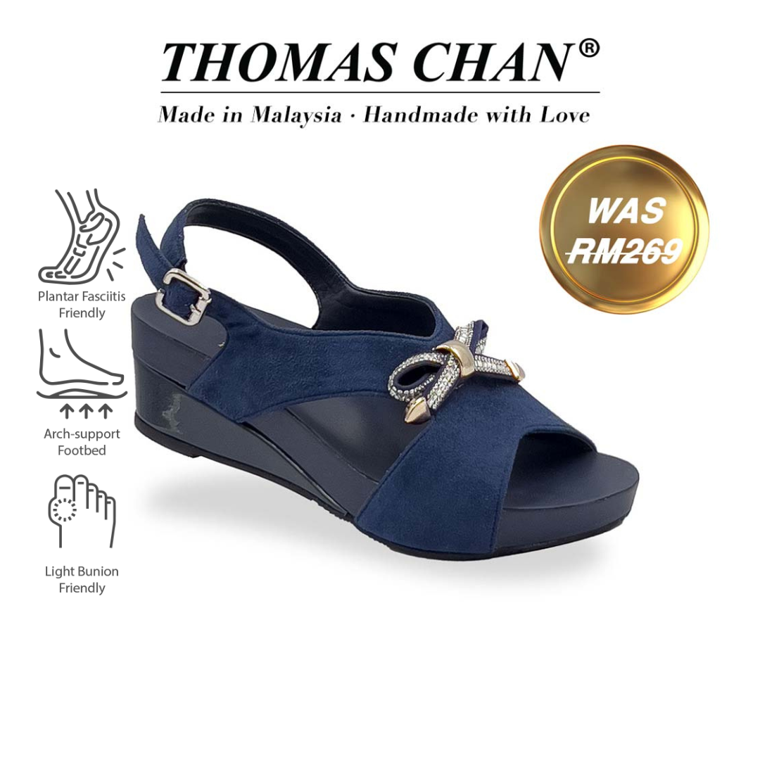 Ribbon Suede Slingback Wedges | Arch Support Sandals – Thomas Chan