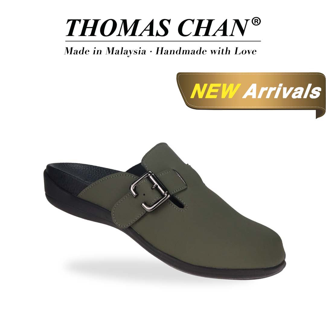 Thomas Chan's Closed Toe Buckle Clog Sandals